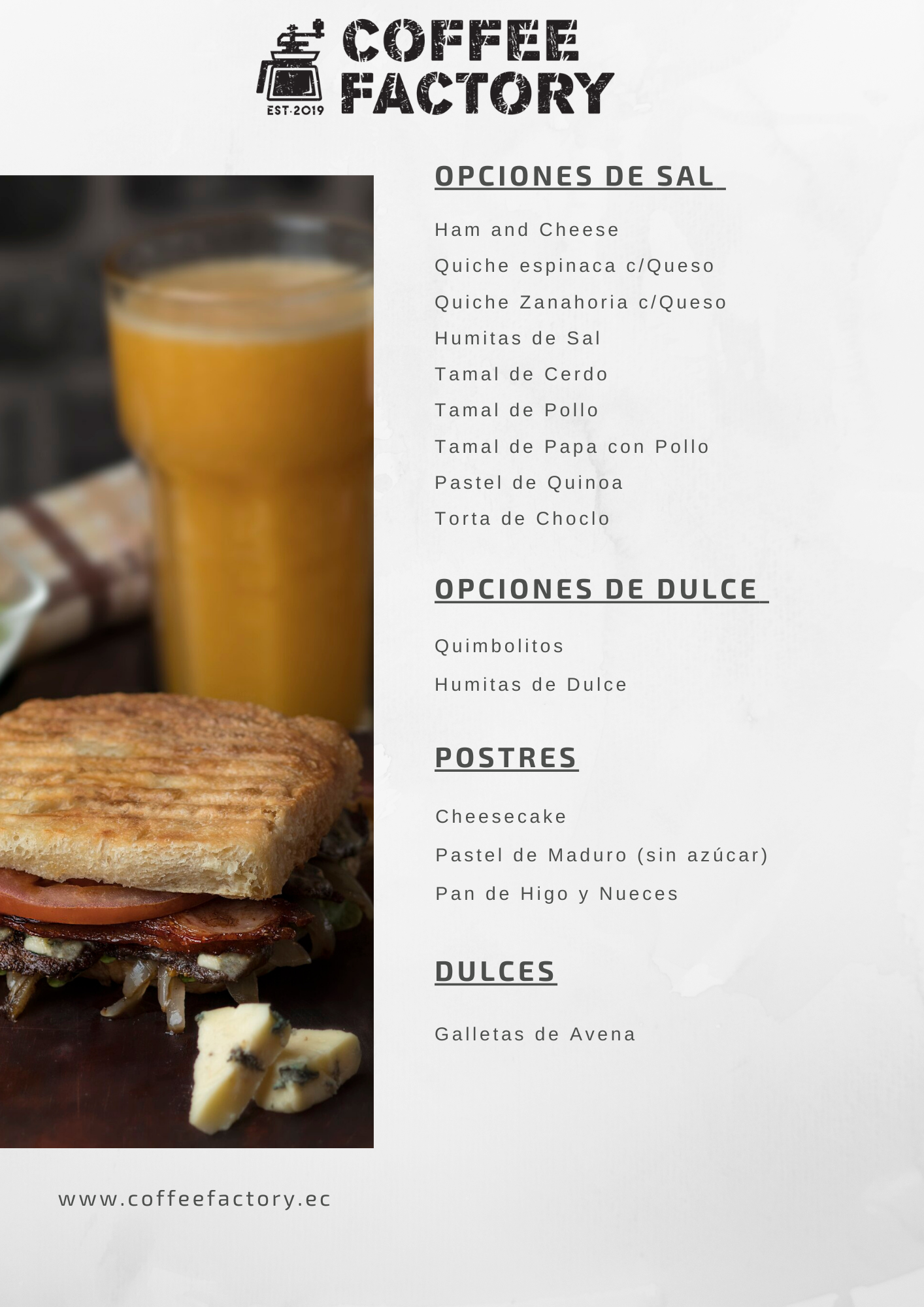 Menú – Coffee Factory